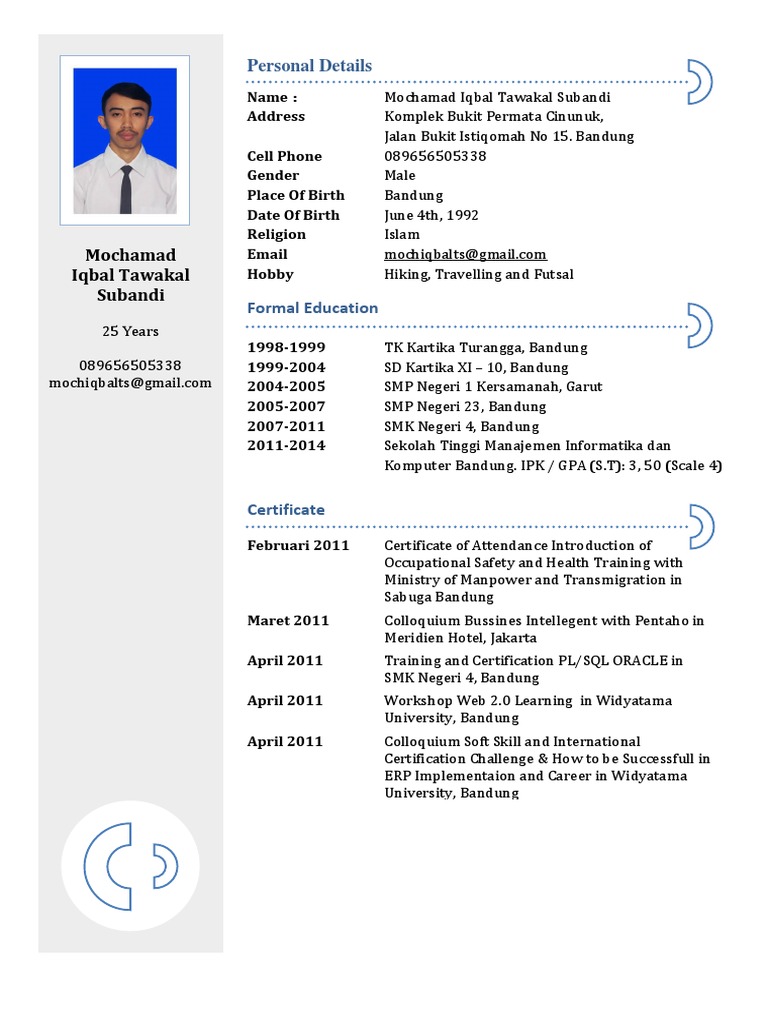 Mochamad Iqbal Tawakal Subandi: Personal Details | PDF | Quality Assurance | Software Quality