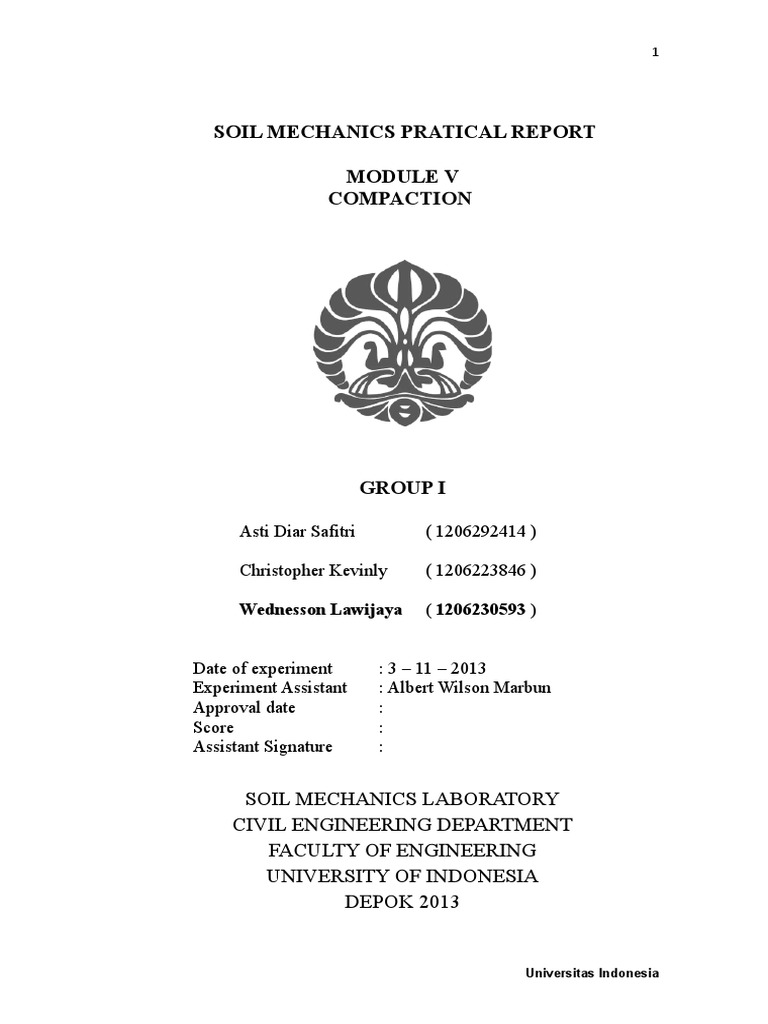 Soil Mechanics Pratical Report Compaction | PDF | Density | Natural ...