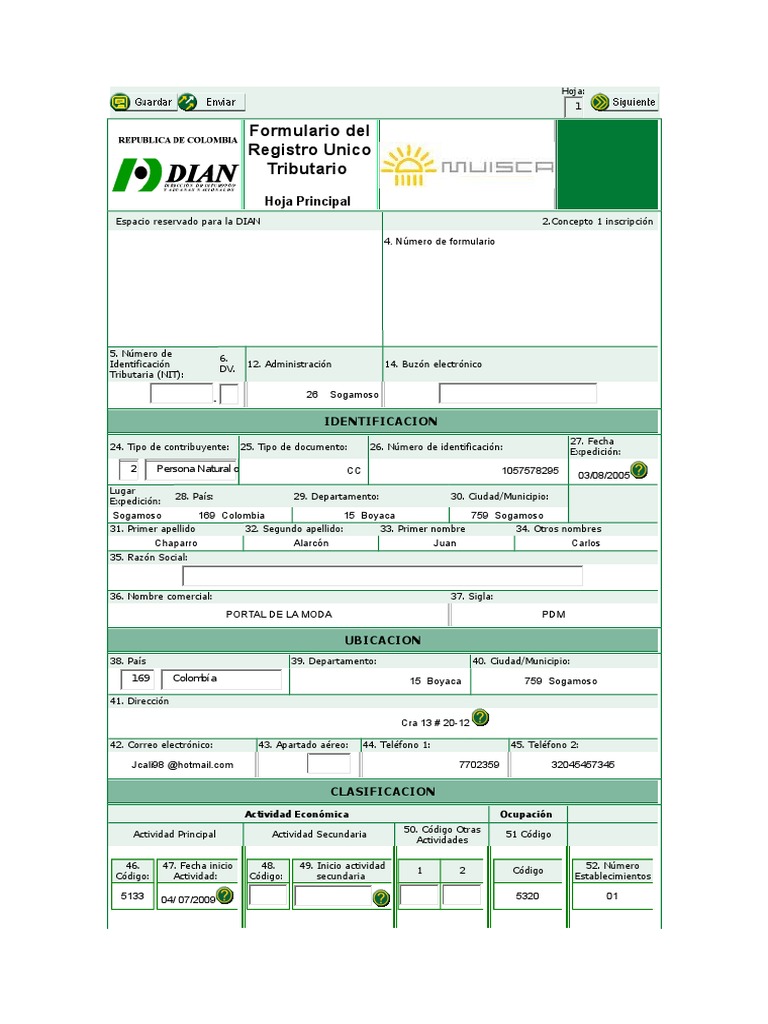 Formulario de Rut para Rellenar
