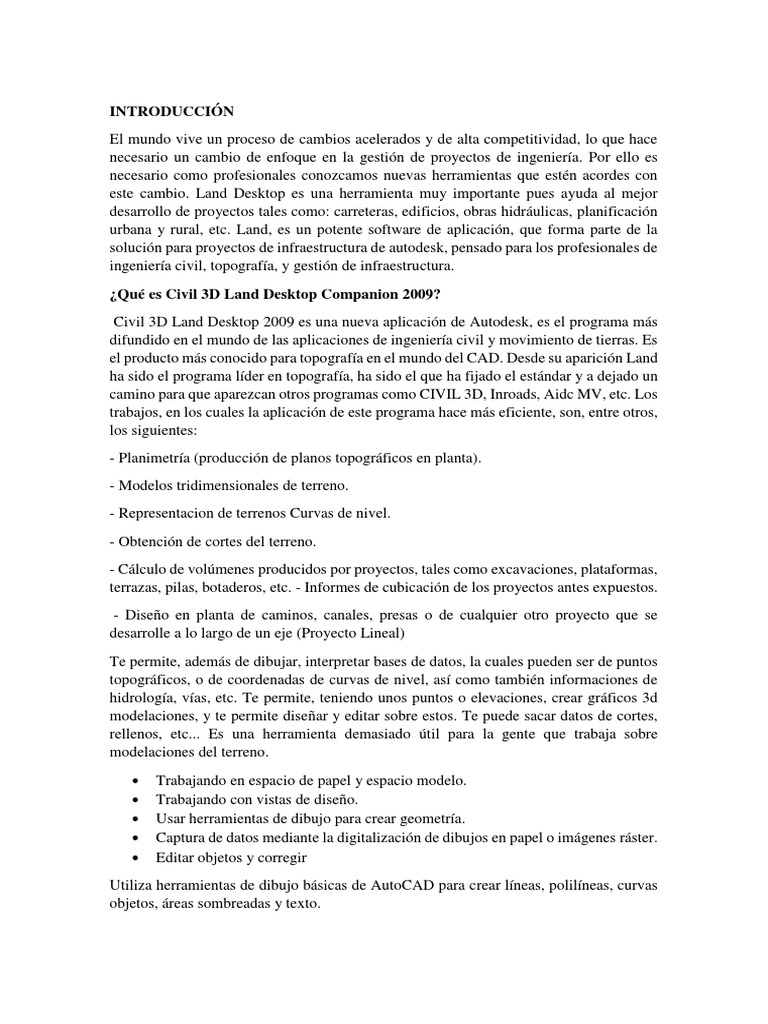 Introducción a Autodesk Land Desktop | PDF | Autodesk Revit | Diseño