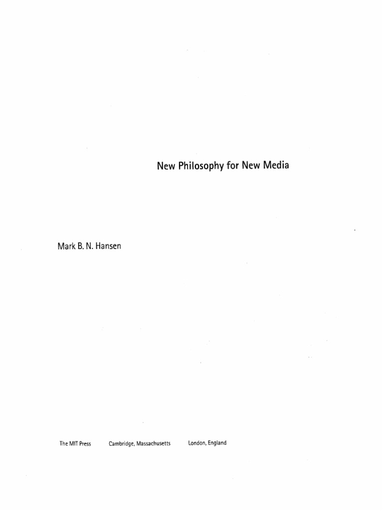 New Philosophy For New Media | PDF | New Media | Information