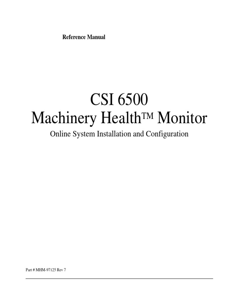CSI 6500 Machinery Health Monitor: Online System Installation and ...