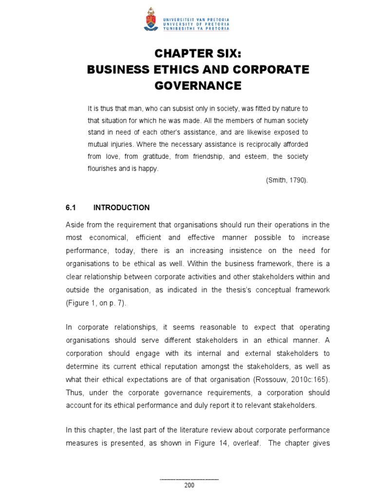Chapter Six: Business Ethics and Corporate Governance | PDF ...