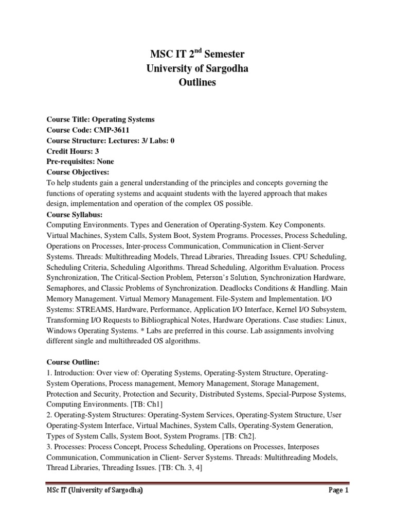 MSC IT 2nd Semester | PDF | Thread (Computing) | Computer Network