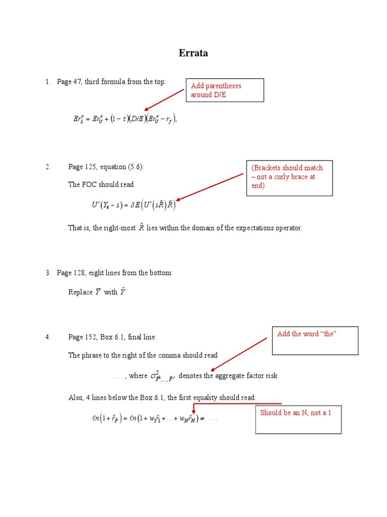 Errata: r Εr Ε D Er Er | PDF | Bracket | Mathematical Analysis