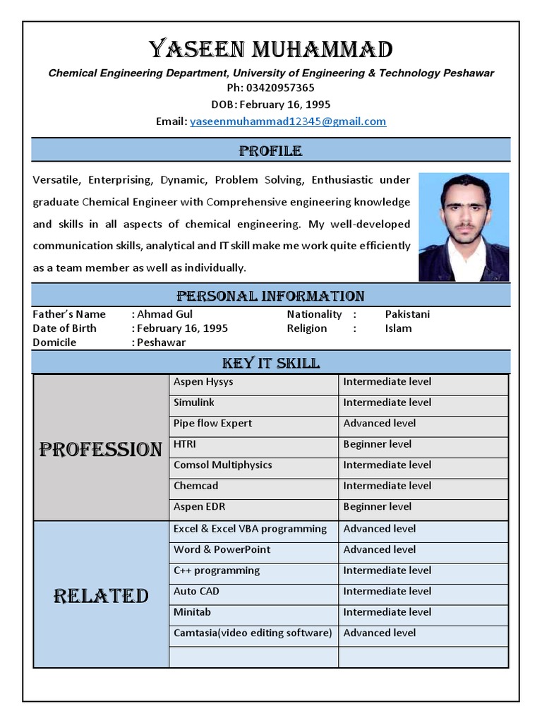 Yaseen Muhammad CV | PDF | Engineering | Science And Technology