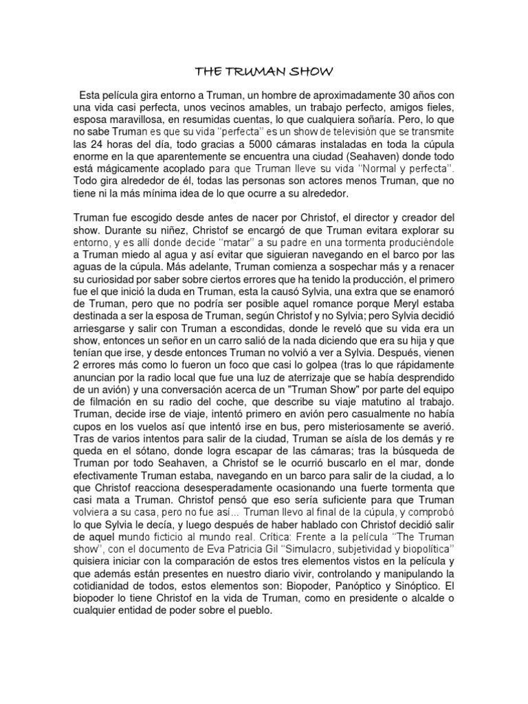 Resumen The Truan Show | PDF