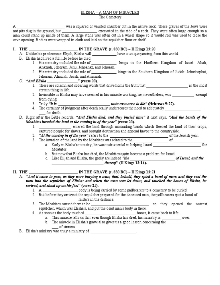 Lesson 20 The Cemetery Handout | PDF | Ancient Peoples Of The Near East ...