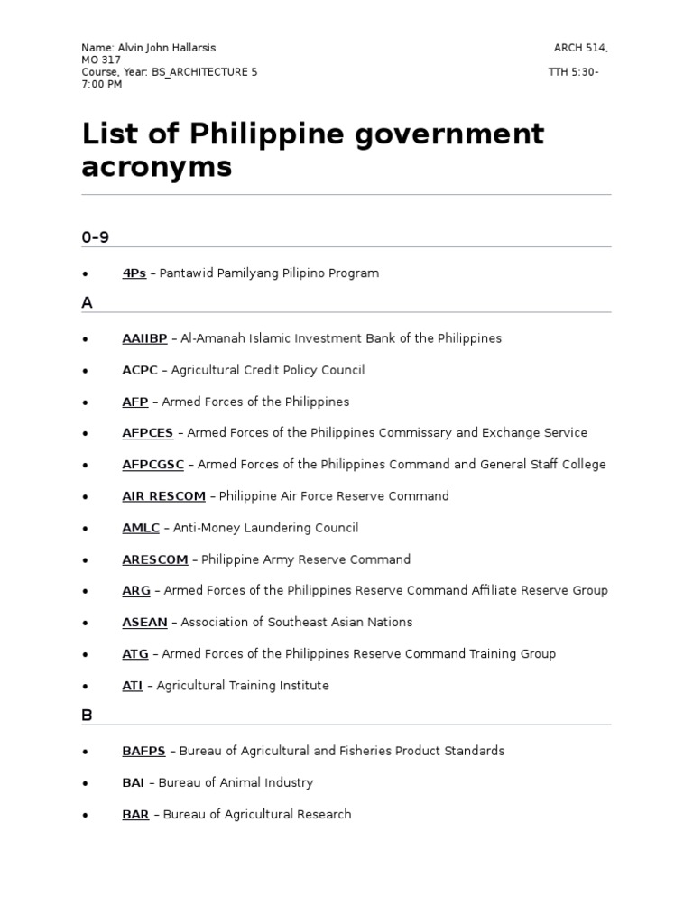 List of Philippine Government Acronyms | PDF | Metro Manila | Philippines