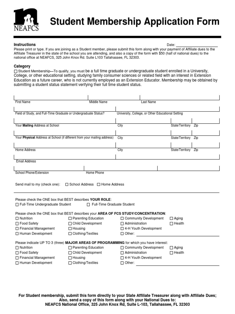 Neafcs Student Membership Application | Download Free PDF | Behavior ...