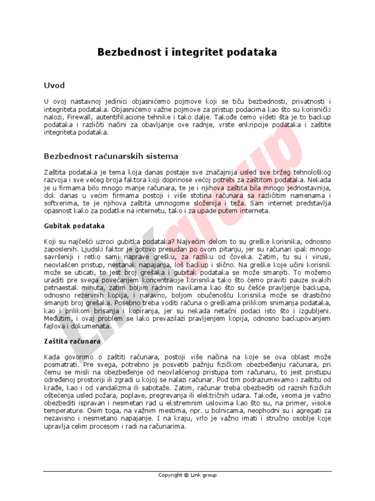 Bezbednost I Integritet Podataka | PDF