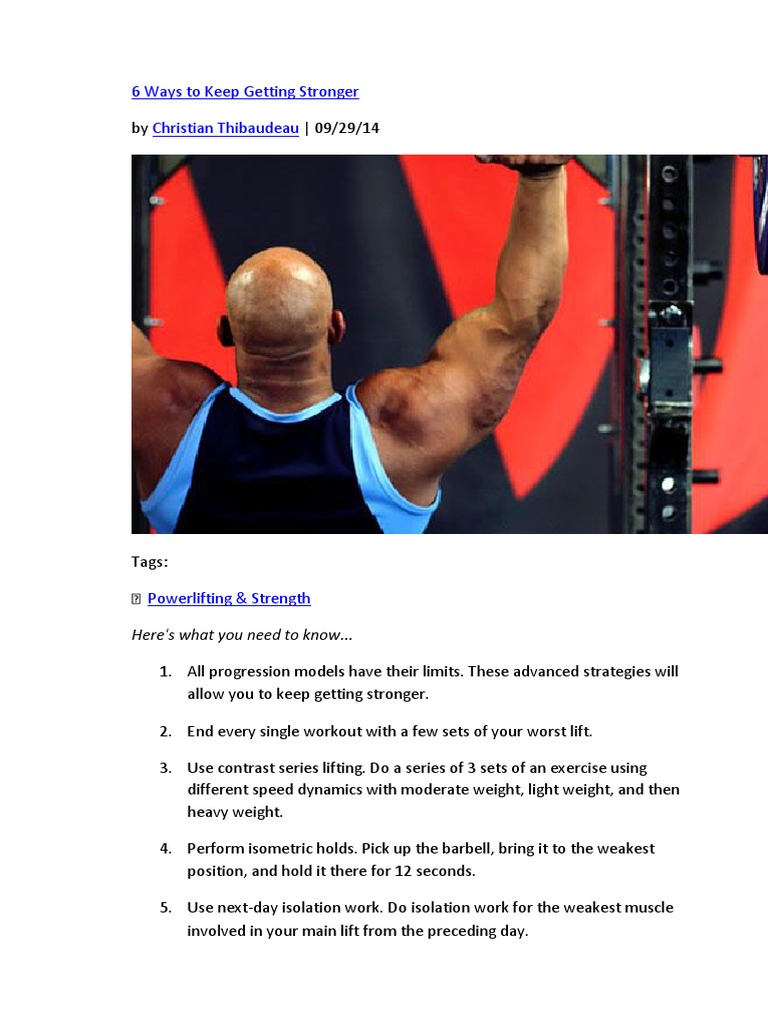 6 Ways To Keep Getting Stronger | PDF | Muscle | Recreation