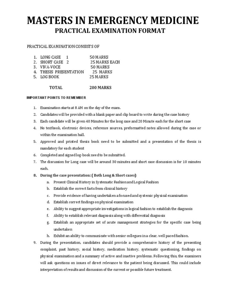 MEM Practical Exam Format | PDF | Physical Examination | Thesis