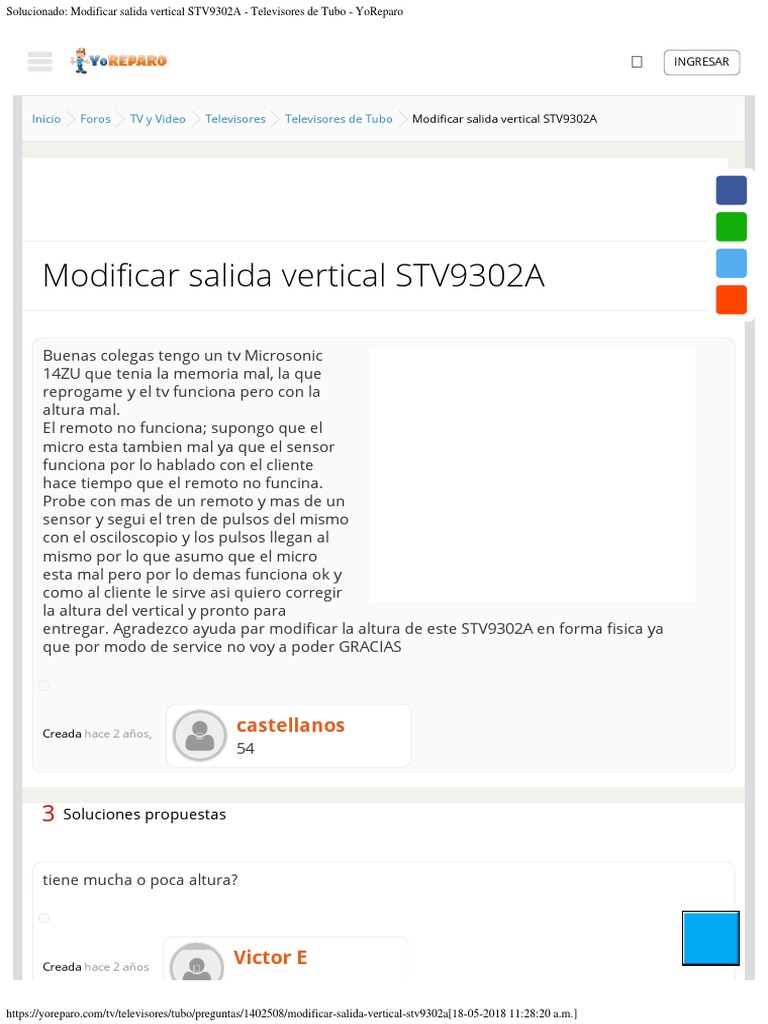 Solucionado Modificar Salida Vertical STV9302A - Televisores de Tubo - YoReparo | PDF ...