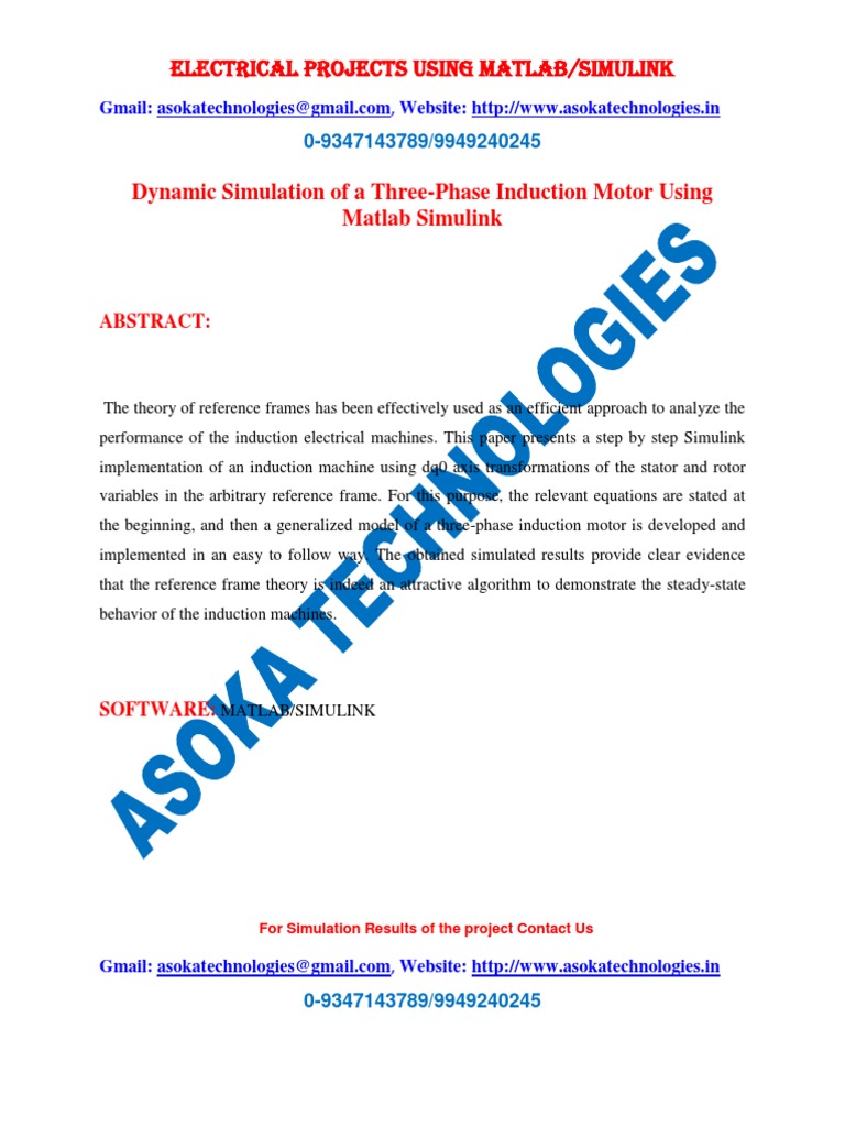 Dynamic Simulation of A Three-Phase Induction Motor Using Matlab Simulink | PDF ...