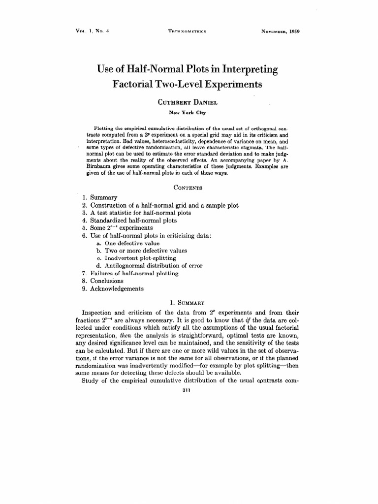 Use of Half-Normal Plots in Interpreting Factorial Two-Level ...