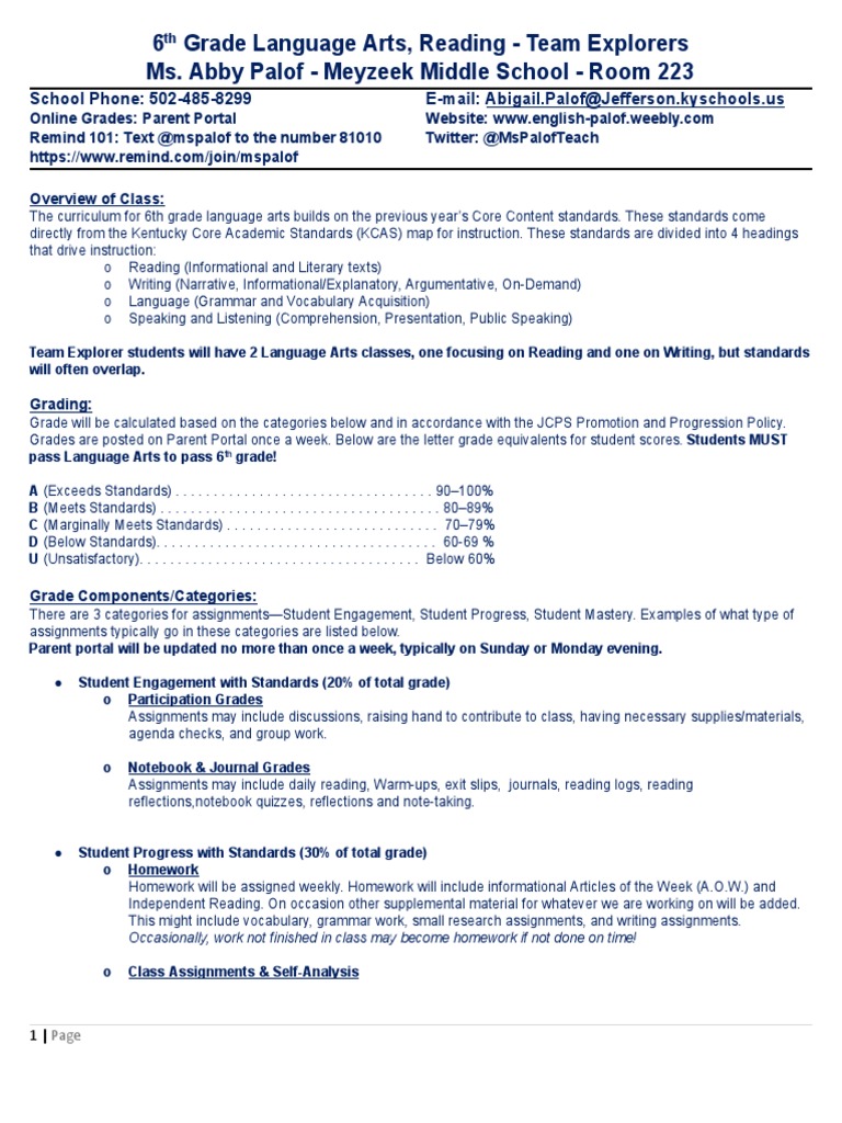 Syllabus Long Version 18-19 | PDF | Homework | Reading (Process)