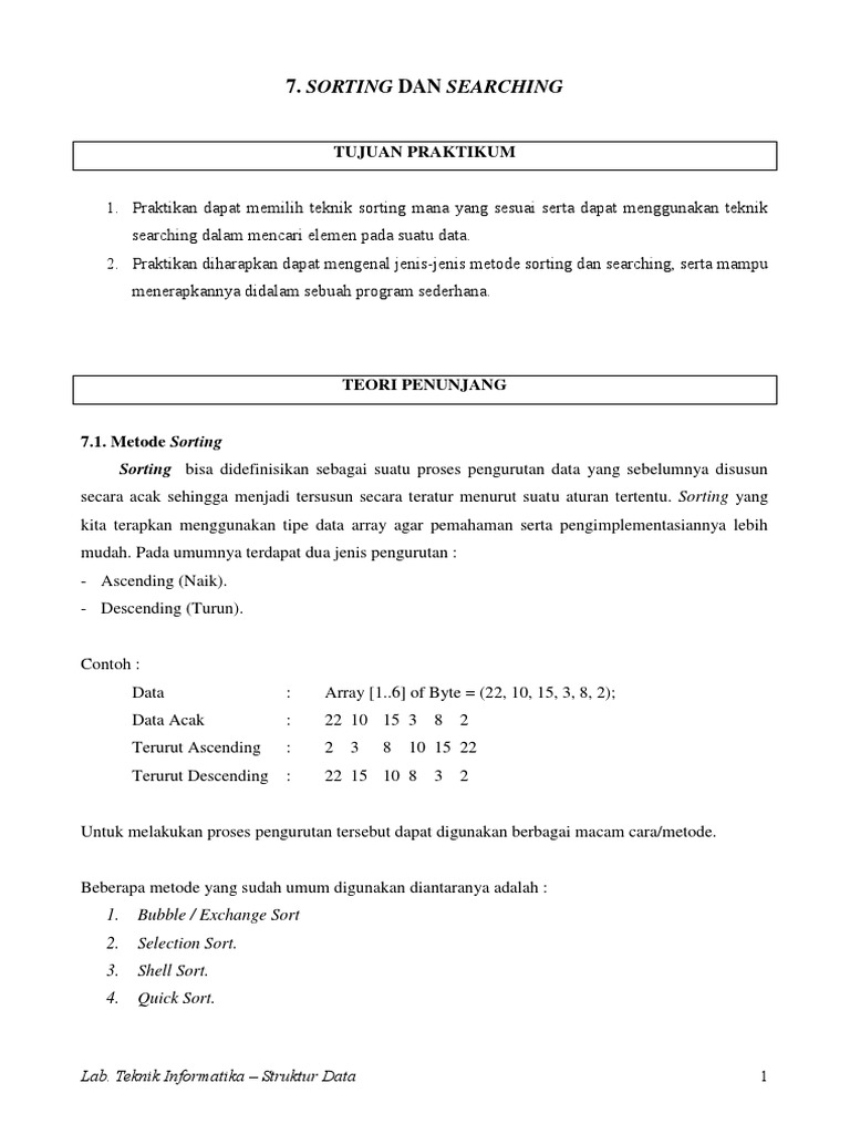 Teknik Sorting dan Searching | PDF