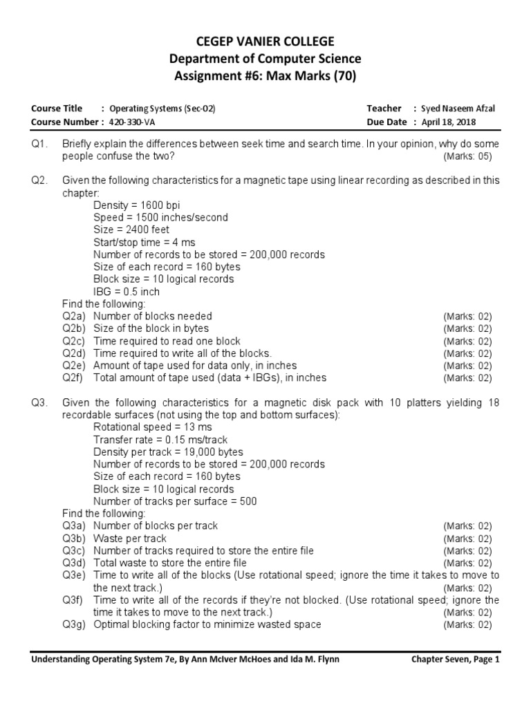 Cegep Vanier College Department of Computer Science Assignment #6: Max ...