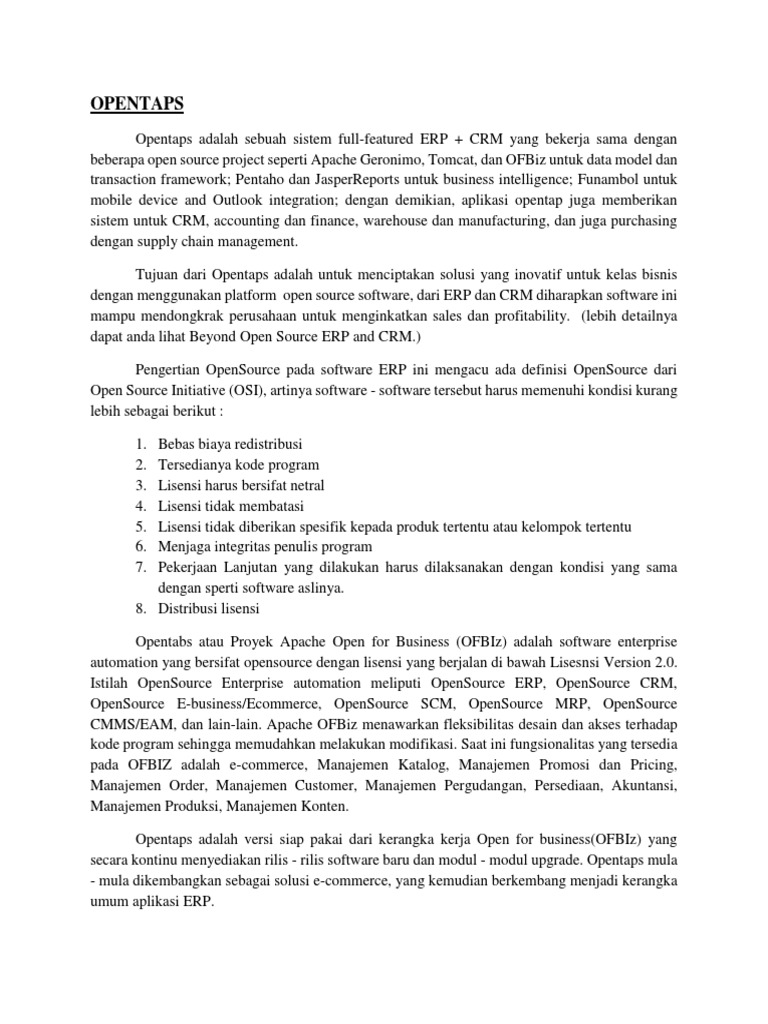 Open Source ERP and CRM Solution: An Introduction to Opentaps | PDF