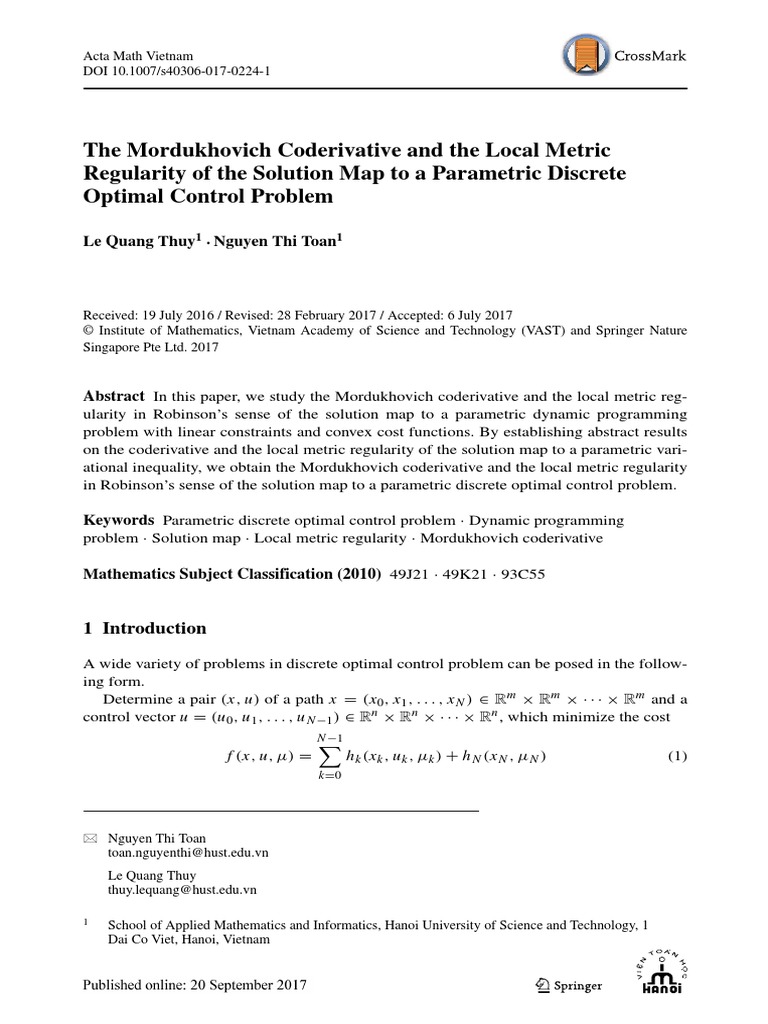 Thuy 2017 | PDF | Optimal Control | Mathematical Optimization
