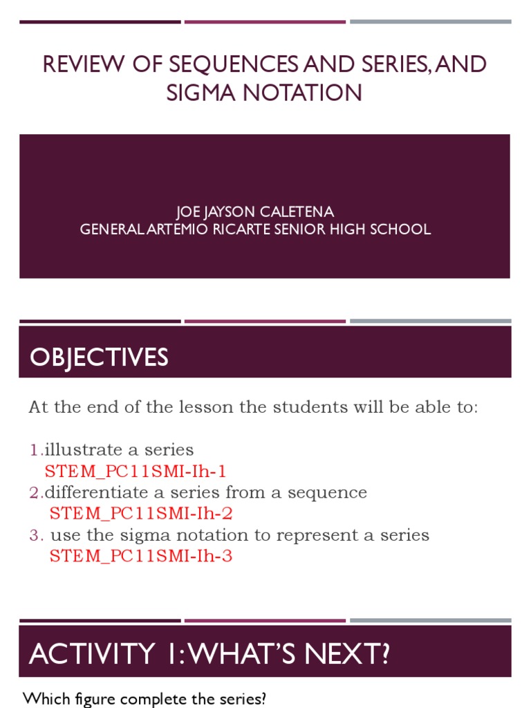 Review of Sequences and Series, and | PDF | Summation | Numbers