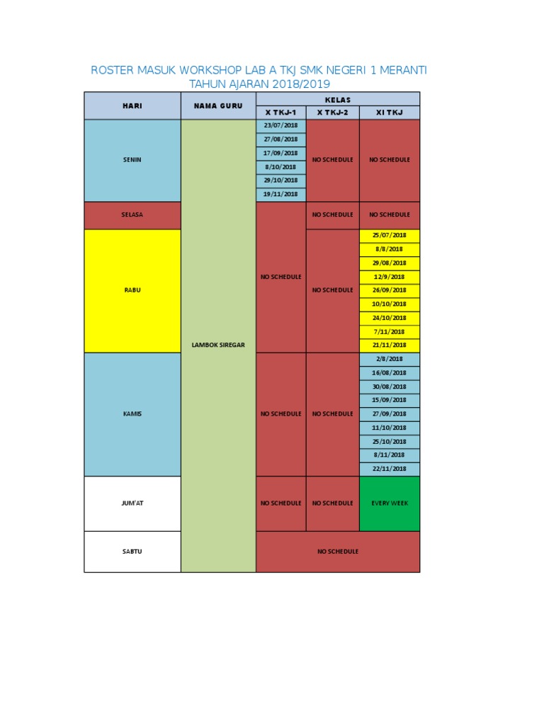 Jadwal Lab TKJ | PDF