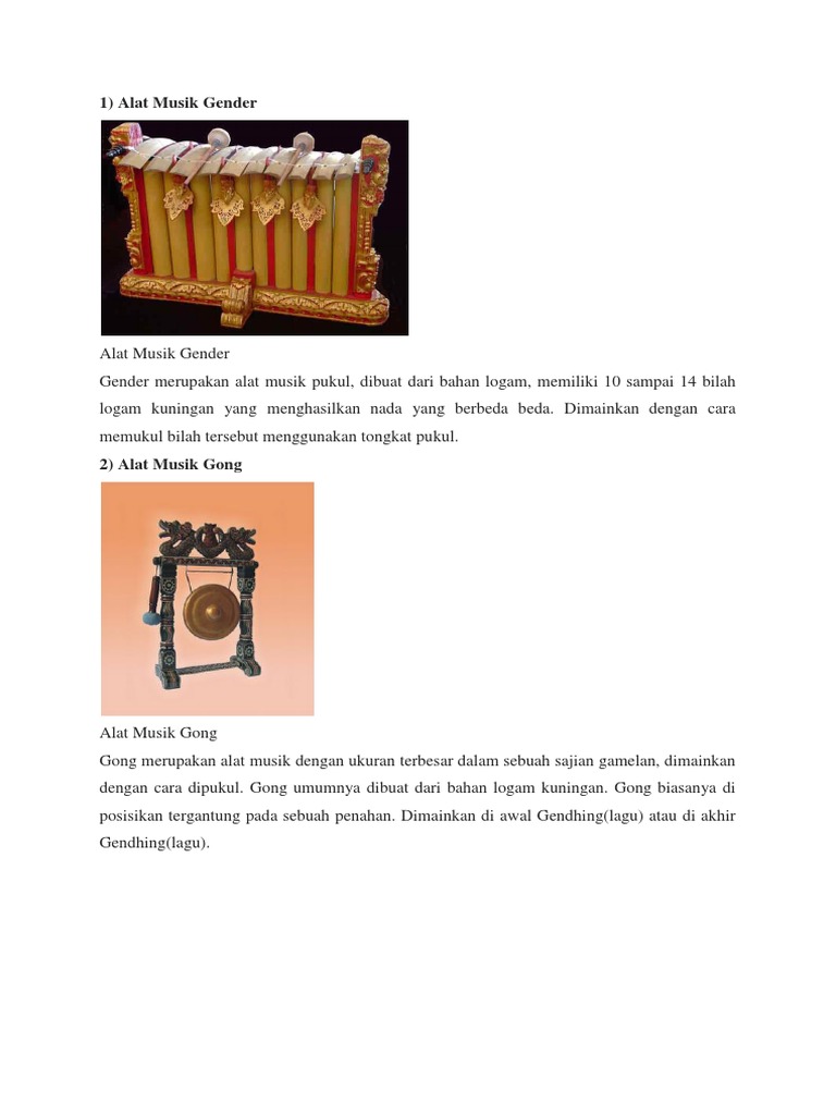 Alat Musik Jawa | PDF | Seni & Disiplin Bahasa | Griya & Taman