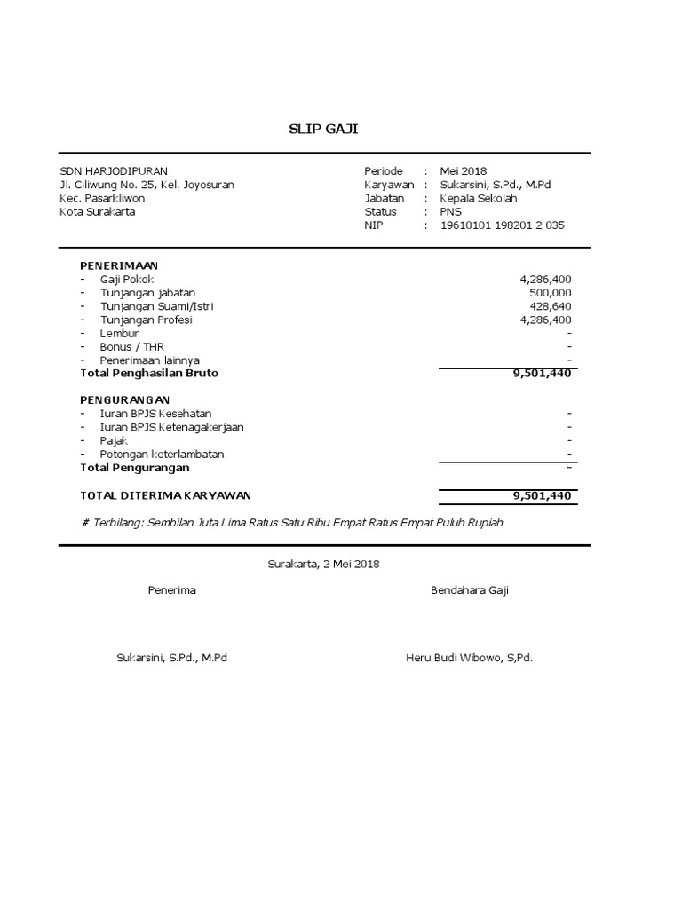 Contoh Slip Gaji | PDF