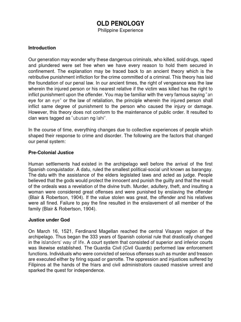 Old Penology.docx | Punishments | Rehabilitation (Penology)