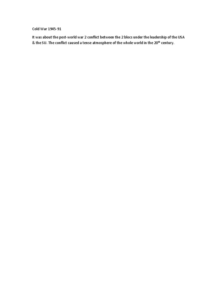 Cold War: USA vs USSR Conflict | PDF