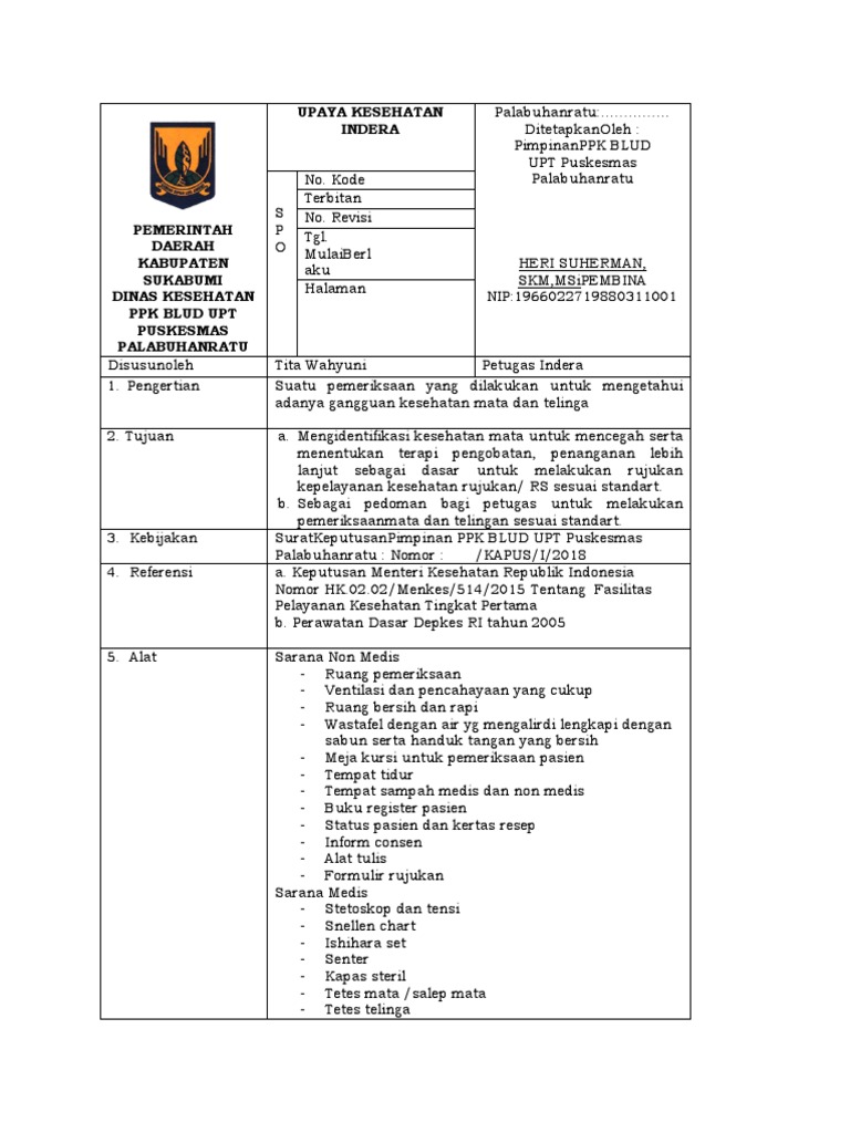 Sop Kesehatan Indera | PDF | Sains & Matematika