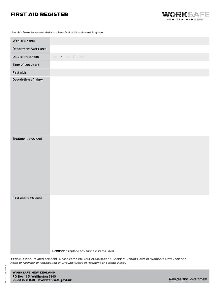 WKS 16 First Aid Register | PDF