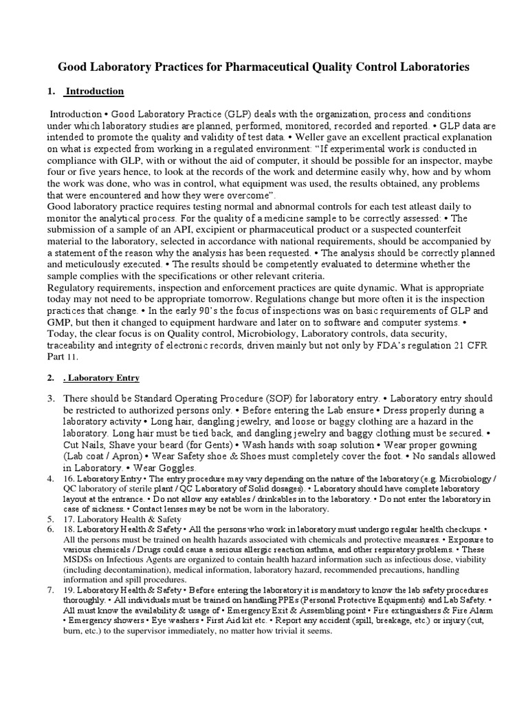 Good Laboratory Practice | PDF | High Performance Liquid Chromatography ...