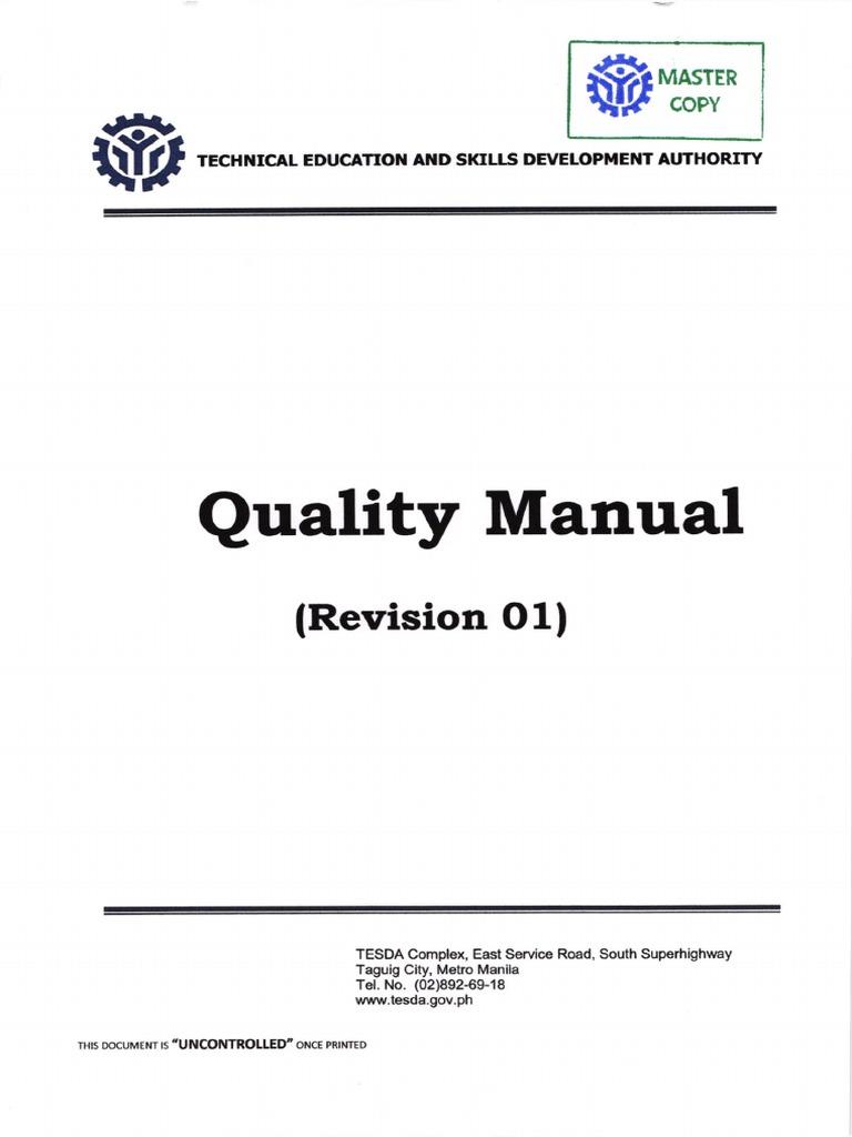 TESDA QualityManualRev 01 | PDF | Risk | Risk Management