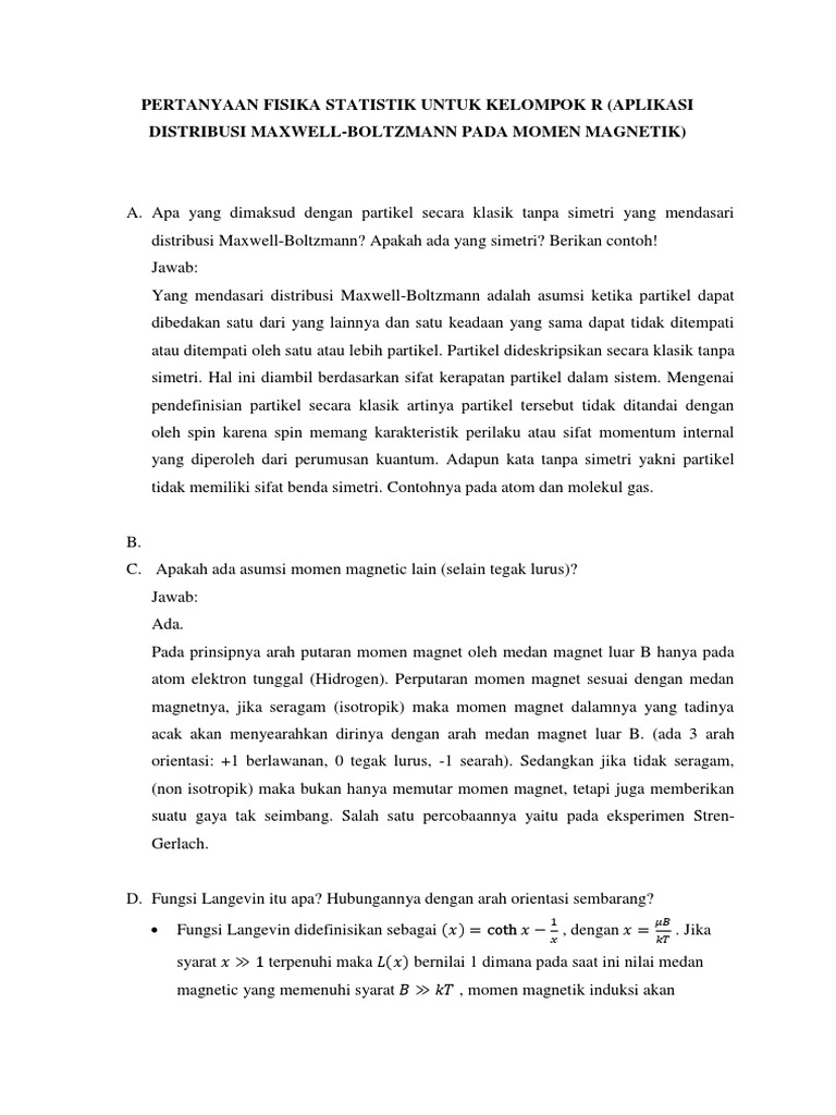 Aplikasi Distribusi MB Untuk Momen Magnetik | PDF