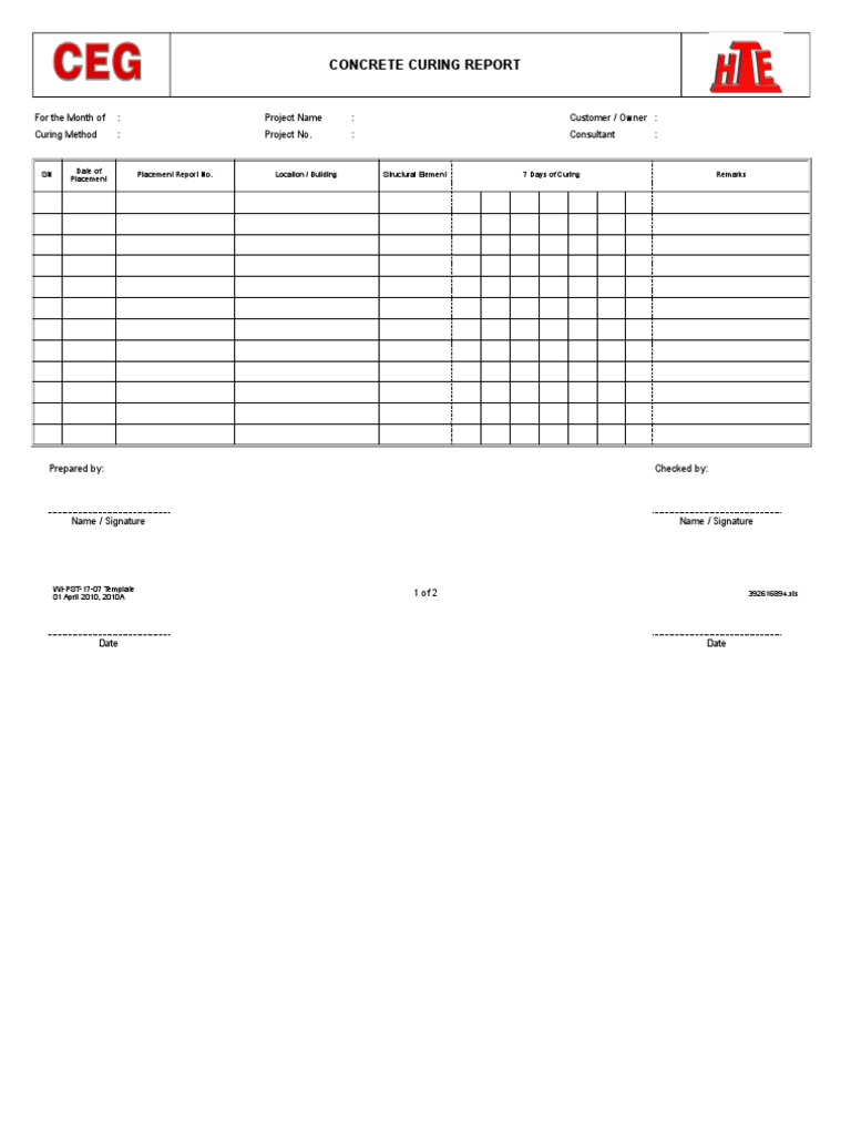 WI PST 17 07 Concrete Curing Report | PDF