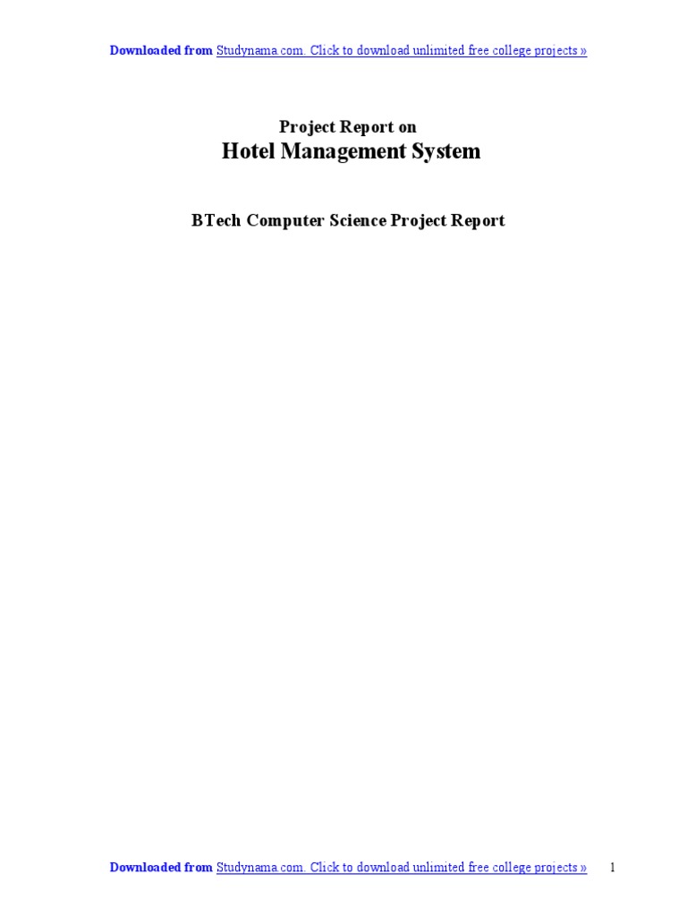 Hotel Management System VB Summer Training Project Report For BTech CSE ...