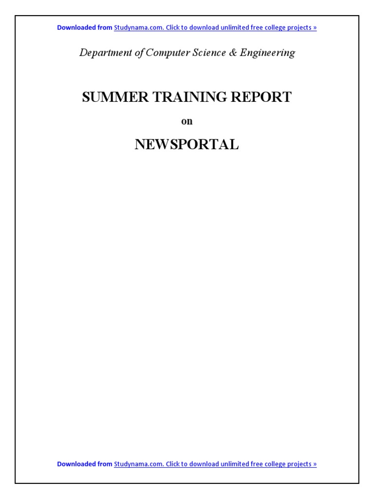 Online News Portal JAVA + Oracle DB Summer Training Project Report For ...