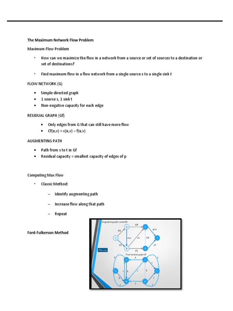 The Maximum Network Flow Problem | PDF | Graph Theory | Computational Science