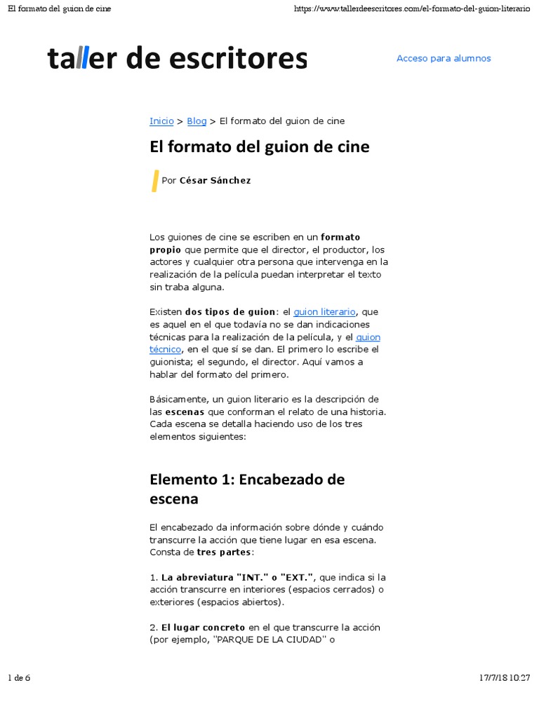 [Guía definitiva sobre el formato de guion cinematográfico] | PDF ...