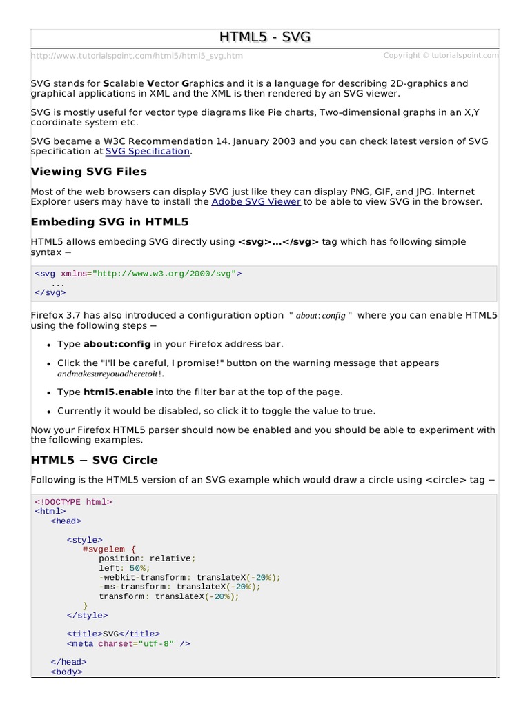html5 SVG | Download Free PDF | Data Serialization Formats | Hypertext