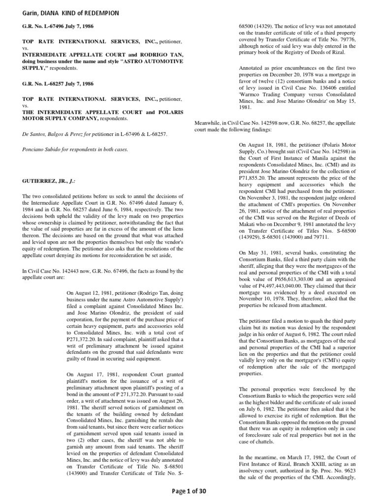 Kinds of Redemption | PDF | Mortgage Law | Judgment (Law)