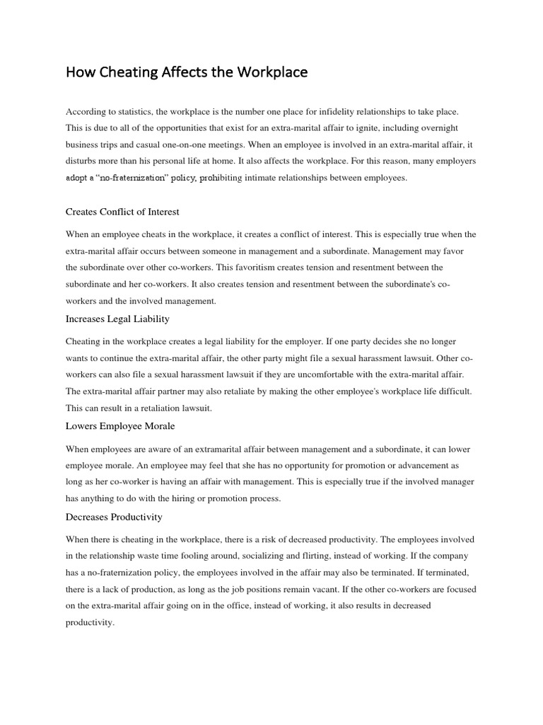 How Cheating Affects The Workplace | PDF