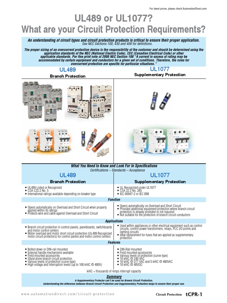 UL489 vs UL1077: Circuit Protection Guide | PDF | Power Engineering ...