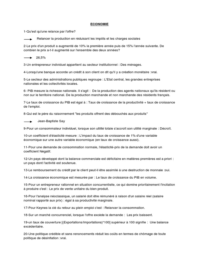 Concepts clés de l'économie moderne | PDF | Croissance économique ...