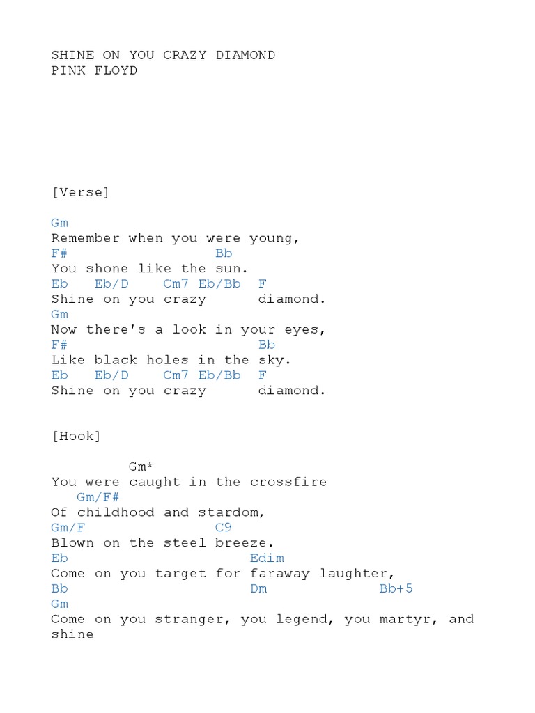 Shine On You Crazy Diamond Chords | PDF
