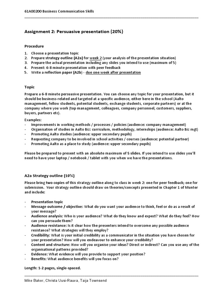 A2 Persuasive Presentation and Self-Reflection | PDF | Change | Learning