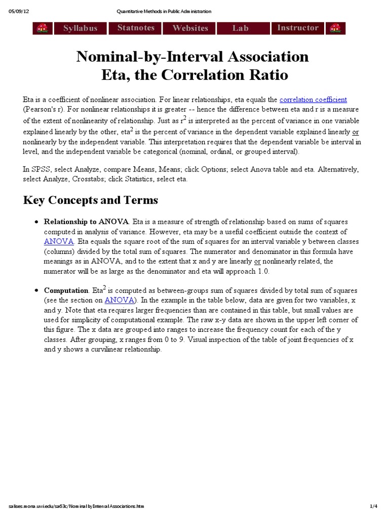 Eta Test.pdf | Categorical Variable | Correlation And Dependence