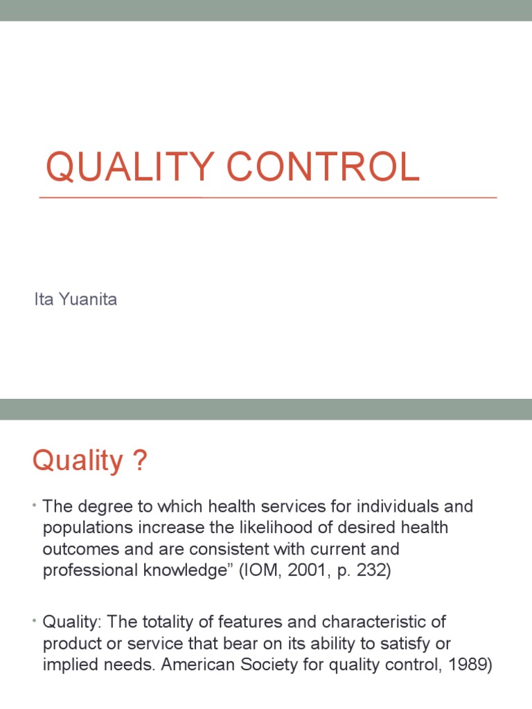 Quality Control | PDF | Patient | Health Care